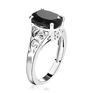 Shop LC Black Tourmaline Ring 925 Sterling Silver Split Shank Statement Jewelry Engagement Women Size 7 Ct 2.3 Birthday Gifts for Women