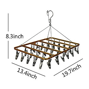 KANGCAI Socks Hanger 42 Clips Drip Hangers Clothes Drying Rack herb Drying Rack tendederos de ropa para secar Foldable Hanging Racks for Laundry Racks Apartments (Gold)