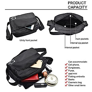 Joomengi Dasara Small Nylon Crossbody Bag for Women,Lightweight Shoulder Purse Casual Trendy Design Satchel (Black)