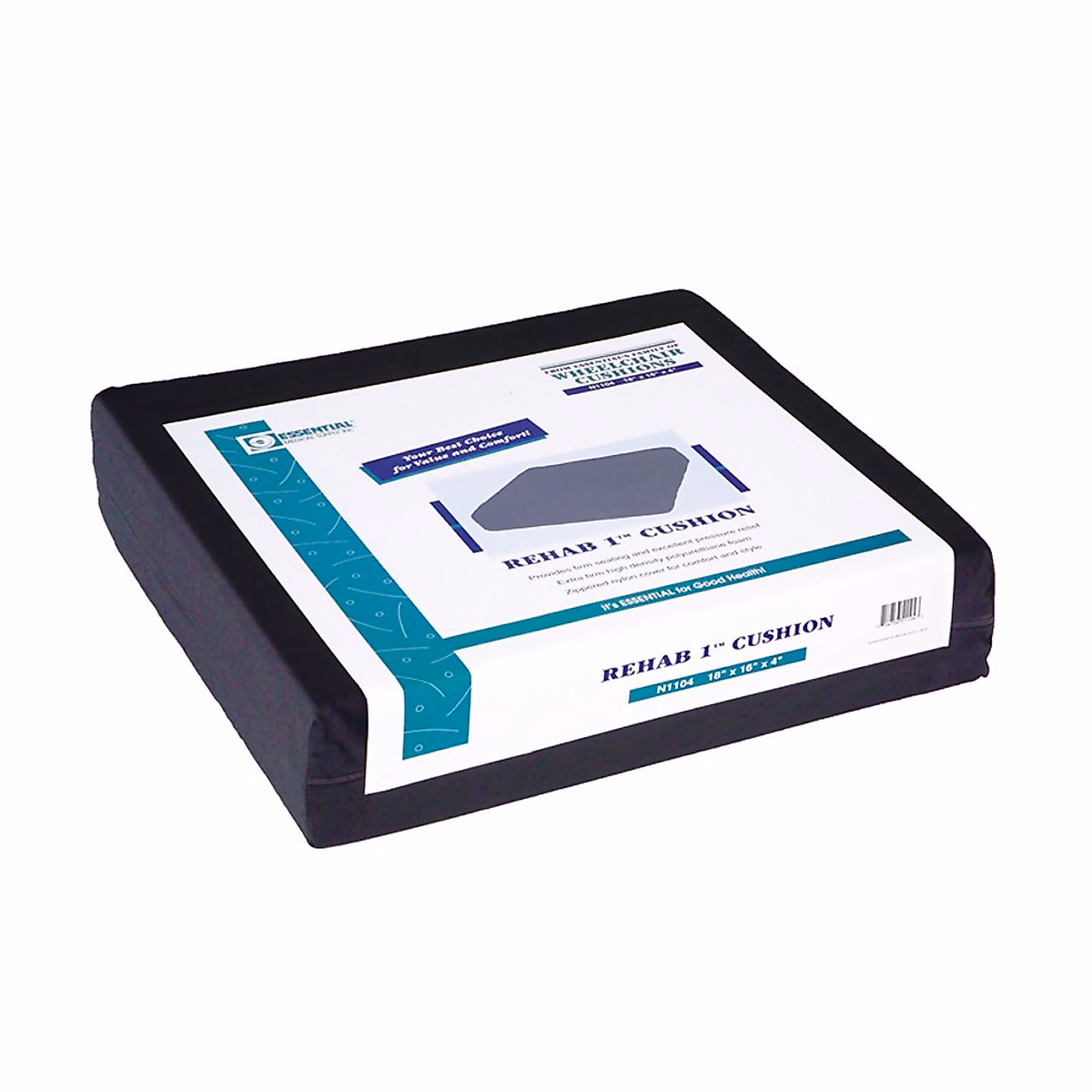 Essential Medical Supply Rehab 1 Foam Cushion with Higher Density for Additional Support - Seat Cushion for Office Chair, Wheelchair Seat Cushion, Pain Relief - 18 Inch X 16 Inch X 4 Inch