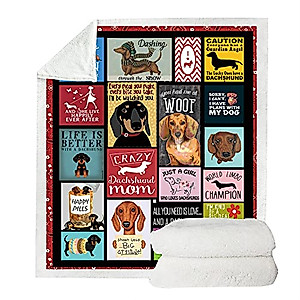Ultra Soft 3D Printed Blanket Dachshund Dog Pattern Cozy Microfiber Plush Sherpa Blanket 2 Sizes Warm Fuzzy Throw Blanket for Kids and Adults Throws Blankets (Style02, 150cm x 200cm(59'' x 79''))