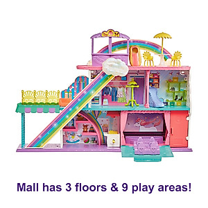 Polly Pocket Sweet Adventures Rainbow Mall, 3 Floors, 9 Play Areas, 35+ Accessories Including 3-inch Polly Doll, Great Gift Ages 4 Years Old & Up