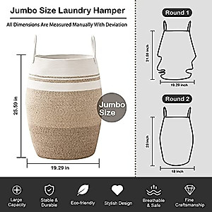 OIAHOMY Laundry Hamper Woven Rope Large Clothes Hamper 25.6" Height Tall Laundry Basket with Extended Handles for Storage Clothes Toys in Bedroom, Bathroom, Foldable (Gradient Yellow)