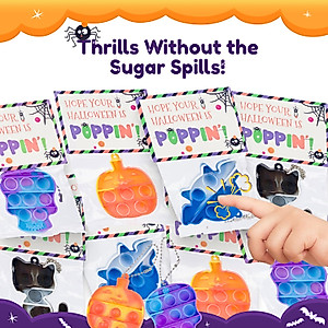 Funeta Halloween Party Favors , 30 packs Pop it fidget Halloween Toys, School Halloween Classroom Favors Goodie Bag Fillers, Bulk Halloween Gifts for Kids, Treats Non Candy, Teal Pumpkin Project