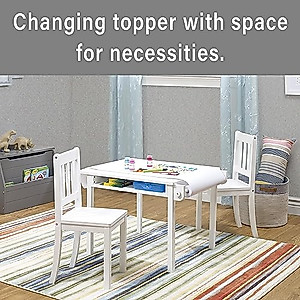Sorelle Furniture Kids Wood Table and Chair Set (2 Chairs Included) -Imagination Table Ideal for Arts & Crafts, Snack Time, Toy Table & More –Childrens Furniture Sets-White