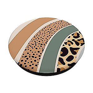 Boho Burnt Orange Half Rainbow With Dotted Pattern Leopard PopSockets Swappable PopGrip