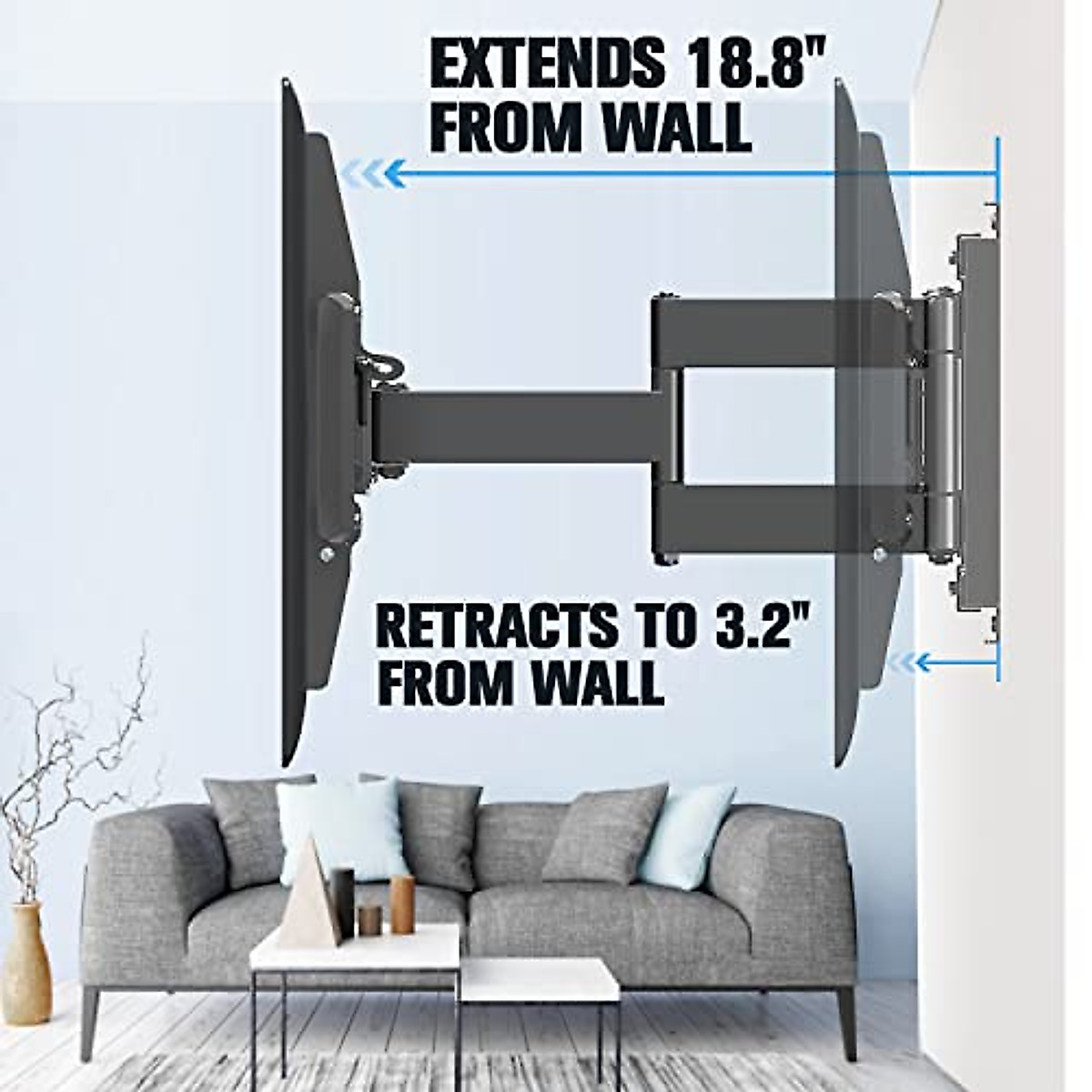 Mounting Dream TV Wall Mount with Sliding Design for Most 42-86" TV, Full Motion TV Mount with Swivel Articulating Dual Arms, Easy for TV Centering, Max VESA 600x400mm, 132 lbs, MD2198