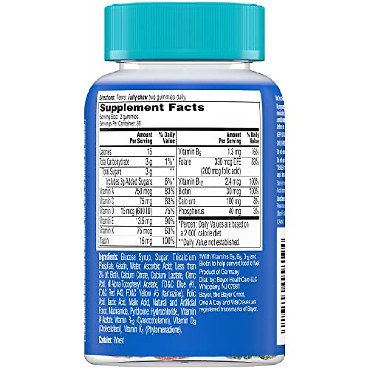One A Day Teen for Him Multivitamin Gummies, Supplement with Vitamin A, C, D, E and Zinc for Immune Health Support* & more, 60 Count