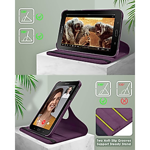 DETUOSI Rotating Case for Samsung Galaxy Tab 3 Lite 7.0" 2014 (SM-T110/ T113), 360° Swivel Multi-Angle Stand Folio Lightweight Leather Book Cover + Protective Hard Back Shell + Elastic Strap Closure