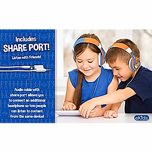 eKids Blippi Headphones for Kids, Wired Headphones for School, Home or Travel, Tangle Free Stereo Headphones with Parental Volume Control, Connect via 3.5mm Jack