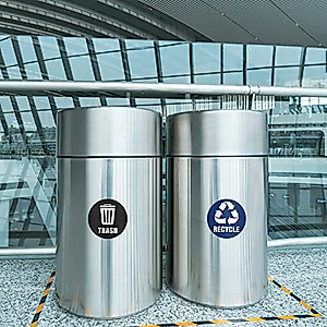 MECCANIXITY Recycle Sticker Bin Labels 5 Inch Large Recycling Vinyl for Stainless Steel/Plastic Trash Can, Blue Pack of 3