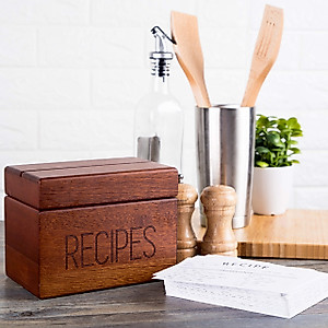 Modern Recipe Cards (Set of 60) - 4x6” Double Sided Premium Thick Card Stock w/Bonus Measuring Chart and PVC Card Protector (4 x 6 inches)