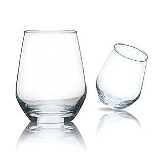 DISCOUNT PROMOS Silica 12 Oz. Stemless Wine Glasses Set of 10, Bulk Pack of Drinking Glasses, Restaurant Grade Glassware, Perfect for Wine, Cocktails and More - Clear Bottom Color