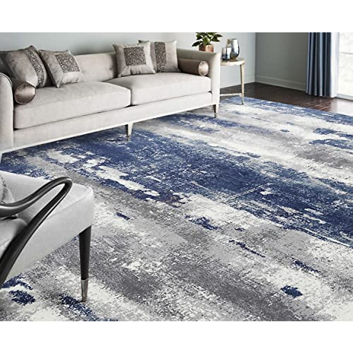 BEIMO Area Rugs for Bedroom Living Room Machine Washable Large Modern Abstract Print Soft Entryway Runner Rug, Non Slip Carpet with Gripper, Blue 8x10