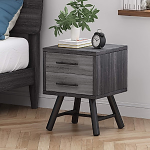 Christopher Knight Home Harrison Mid-Century Modern Nightstand, Sonoma Gray Oak + Black