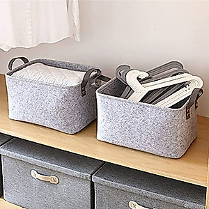 MAGICLULU 2 Pcs Felt Storage Basket Storage Baskets Foldable Storage Basket Tabletop Shelf Folding Shelf Laundry Basket Nonwovens Storage Basket Desktop Organizer To Weave Grocery Basket