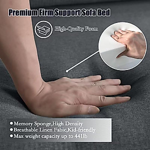 Uoobmope Convertible Floor Sofa Bed, Foldable Sofa Couch with 3 Ottomans, Memory Foam Fold Out Sleeper, Folding Mattress Futon Sofa Bed for Living Room/Bedroom/Studio-Dark Grey