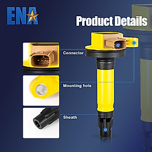 ENA Set of 6 Yellow Ignition Coil Pack and Iridium Spark Plug 3.5 V6 Compatible with Ford Lincoln Explorer Expedition F150 Flex Lobo MKS MKT Navigator Transit Taurus Replacement For UF646 SP534 DG549