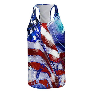 Mens 4th of July Active Athleitic Gym Vests Tie-Dye American Flag Muscle Tank Tops Summer Sleeveless Independence Day Shirts