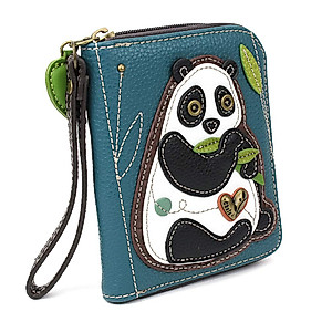 Chala Handbags Black Laser-cut Totes Shoulder Purse with Matching Panda Key-fob and Wallet Combo (Black_Panda Gift Set)