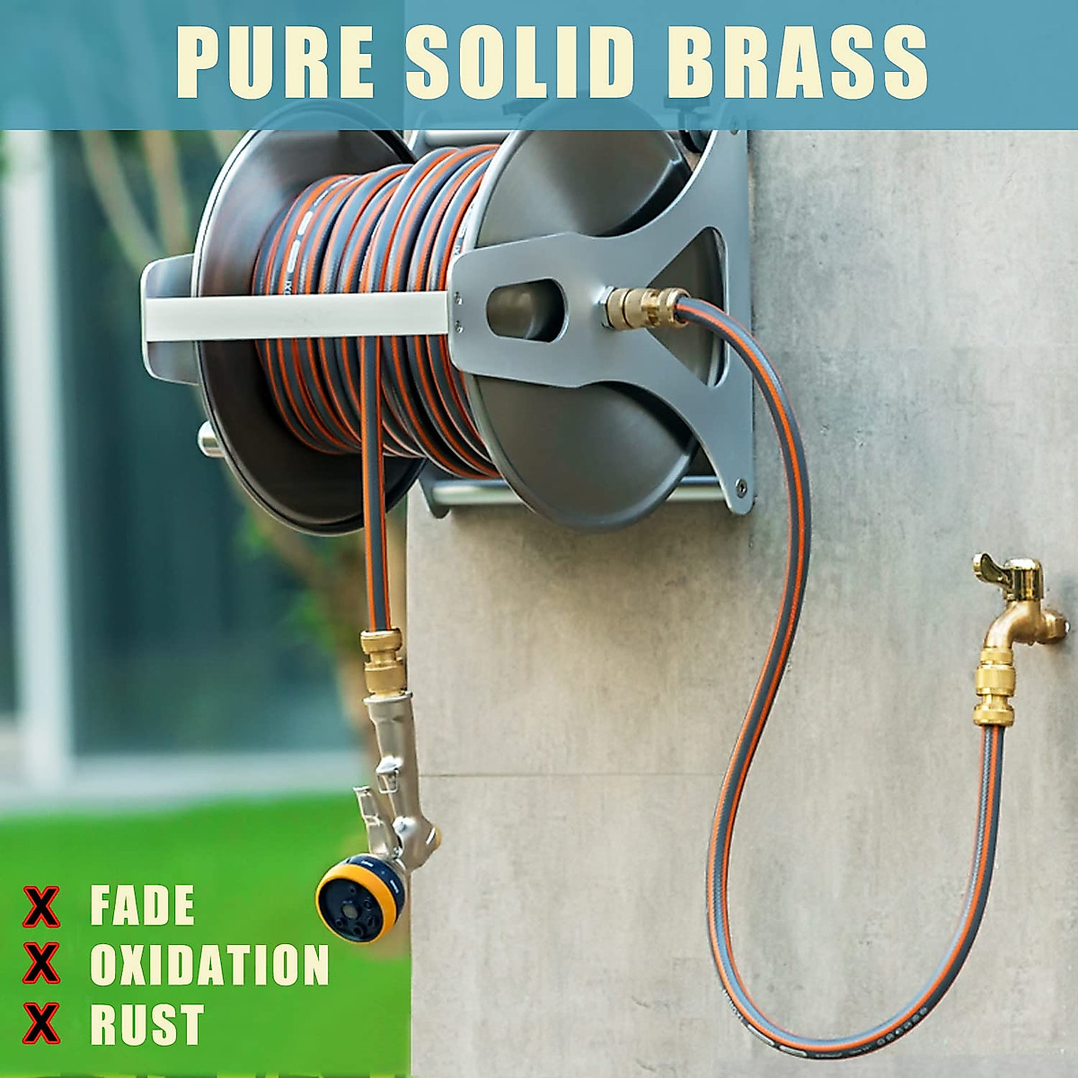 Brass-Garden-Hose-Elbow-Connector, 90-Degree-Heavy-Duty-Hose-Elbow, Water-Hose-Elbow-For-Rv, Brass Pipe Fittings Hose Elbow, Water Intake Hose-Adapter-3/4-Inch-Ght-Male-and-Female (1)