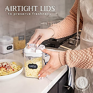 Airtight Food Storage Containers - Clear Plastic, Lid Lock, Reusable Stickers, Various Sizes, BPA Free. Perfect Dry Food Storage Organization for Kitchen and Pantry. (Set of 7)