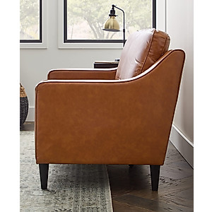 Edenbrook Jensen Upholstered - Camel Faux Leather - Furniture - Small Loveseat- Seats Two - Scoop Arm Modern Couch - Couches for Living Room