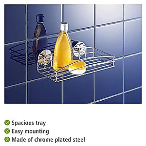 WENKO 20883100 Vacuum-Loc wall shelf - fixing without drilling, Steel, 10.2 x 2.6 x 5.5 inch, Chrome