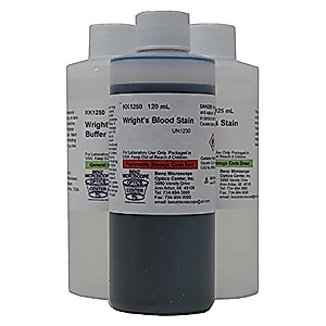 Benz Microscope Wright's Stain Set, Includes 120 ml Stain and 250 ml Buffer.