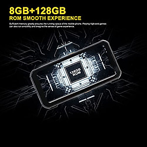 Rugged Smartphone (2022) Dual SIM 4G 6.35" HD Screen Rugged Phones Back Side Fingerprint Unlock 8+128Memory IP68Waterproof Drop-Proof Phone 8MP+21MP Camera Support NFC 6100mAh Super Long Battery Life