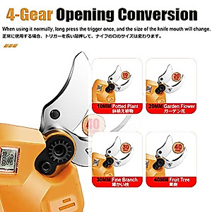 MMCUBE Electric Pruning Shears - 21V 3AH Battery Electric Pruner for Garden Pruning and Grafting,Professional Tree Branch Pruners,40mm (Color : Without Extension bar, Size : 2 Blade)