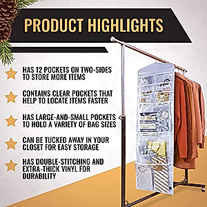 Regal Bazaar Large Double-Sided Hanging White Gift Bag Organizer & Dual-Sided Hanging White Gift Wrap Organizer - Two Great Hanging Organizer Products for Your Home