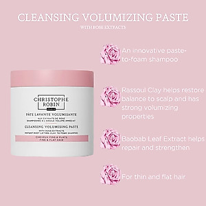 Christophe Robin Cleansing Volumizing Paste Shampoo with Rassoul Clay Rose Extracts Unisex Paste for Fine, Thin, and Flat Hair Color Safe 8.4 fl. oz