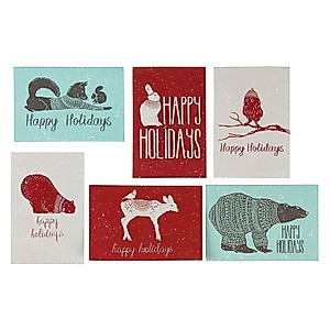 144 Pack Christmas Cards with Envelopes, 4x6 Blank Holiday Greeting Cards Assortment Box for Sending Holiday Wishes (6 Xmas Animal Designs)