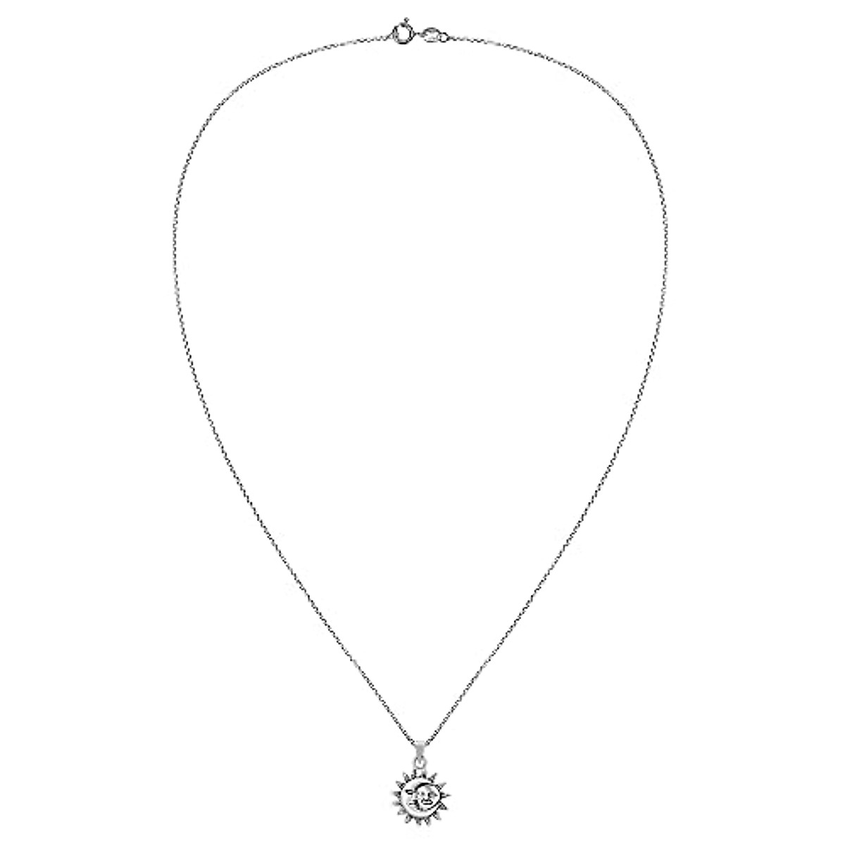 AeraVida Couple Love Celestial Sun And Moon 925 Sterling Silver Necklace