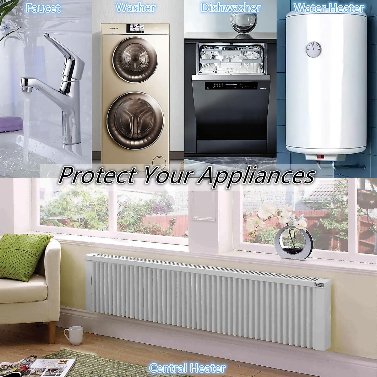 Timilge Electronic Water Descaler System, Reduces Limescale, Rust, and Minerals, No Chemicals, Easy Installation