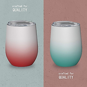 NATUMAX Insulated Wine Tumblers with Lid,12 oz Stainless Steel Stemless Wine Glasses Double Wall Vacuum Travel Tumbler Cup for Coffee, Drinks, Champagne, Beverage, Set of 2