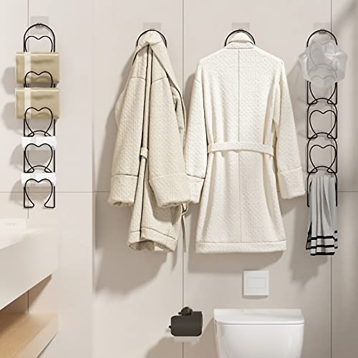 LINFIDITE 10 Pack Hat Rack Hanger Holder Organizer Closet Hanging Baseball Cap Display Storage Rack Wig Rack Over Door Wall Mounted for Scarves Handbags Towels Clothes Ties w Hanging Hook Black
