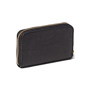 COACH Cross Grain Leather Small Zip Around Card Case Black One Size