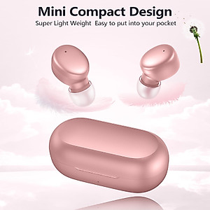 MOZOTER S8 Mini Wireless Earbuds Bluetooth 5.3 in Ear Light-Weight Headphones,60Hrs Playtime Ear Buds with Charging Case,Bluetooth Headsets,Premium Sound with Deep Bass for Sport-Pink