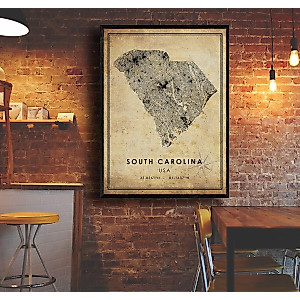 South Carolina Map Print South Carolina Map USA Map Art South Carolina City Road Map Poster Vintage Gift Map