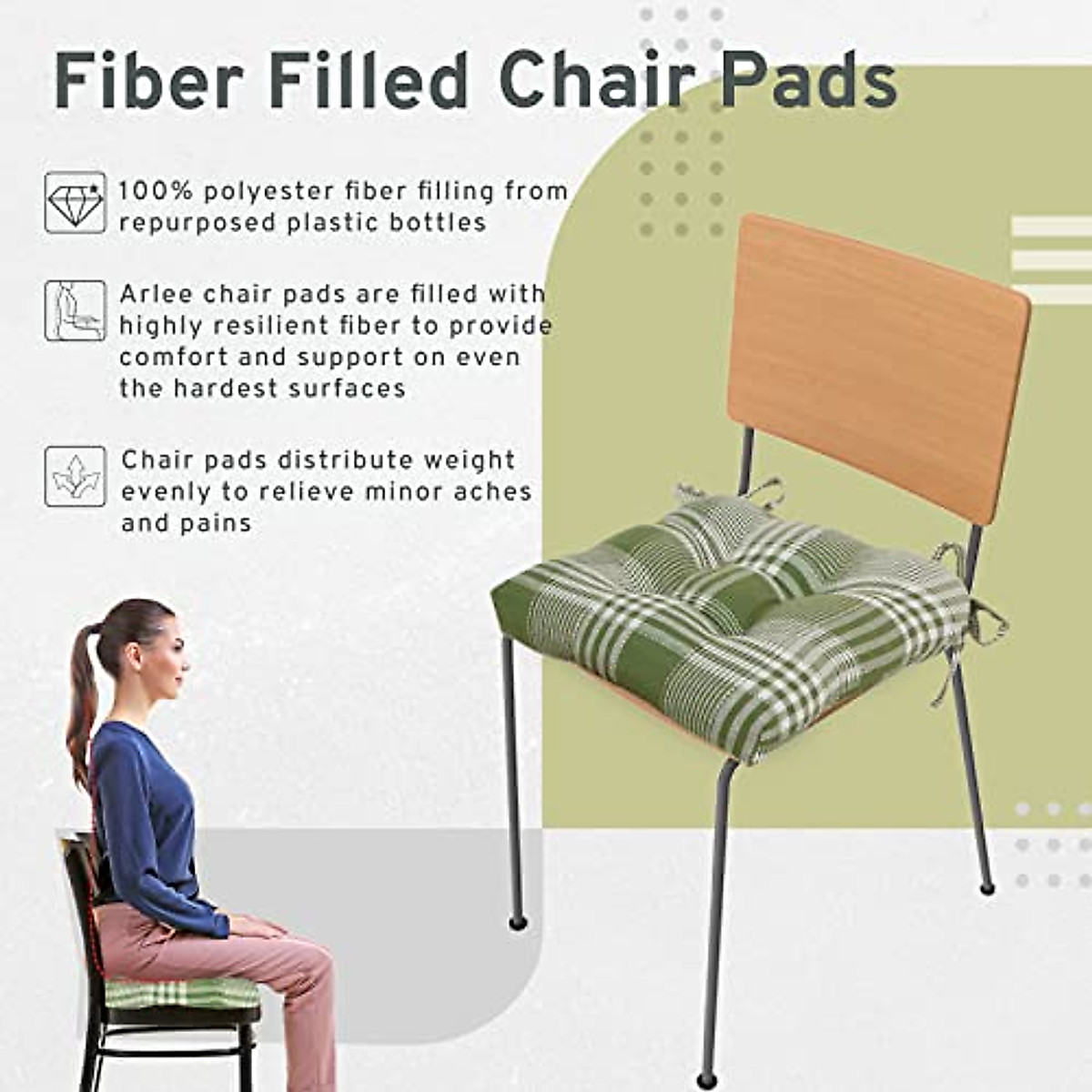 Arlee Exeter Set of 2 Chair Pad, Olive 2 Count