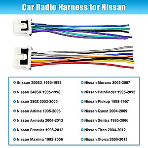 Fiegromech Radio Wiring Harness Cable for Select Infiniti Nissan Car Stereo Wire Harness Adapter Replacement