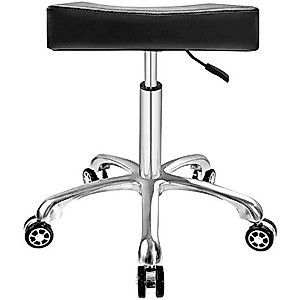 Adjustable Rolling Swivel Stool Chair for Massage Office Tattoo Kitchen, Work Heavy Duty Hydraulic Stool with Wheels (Black)