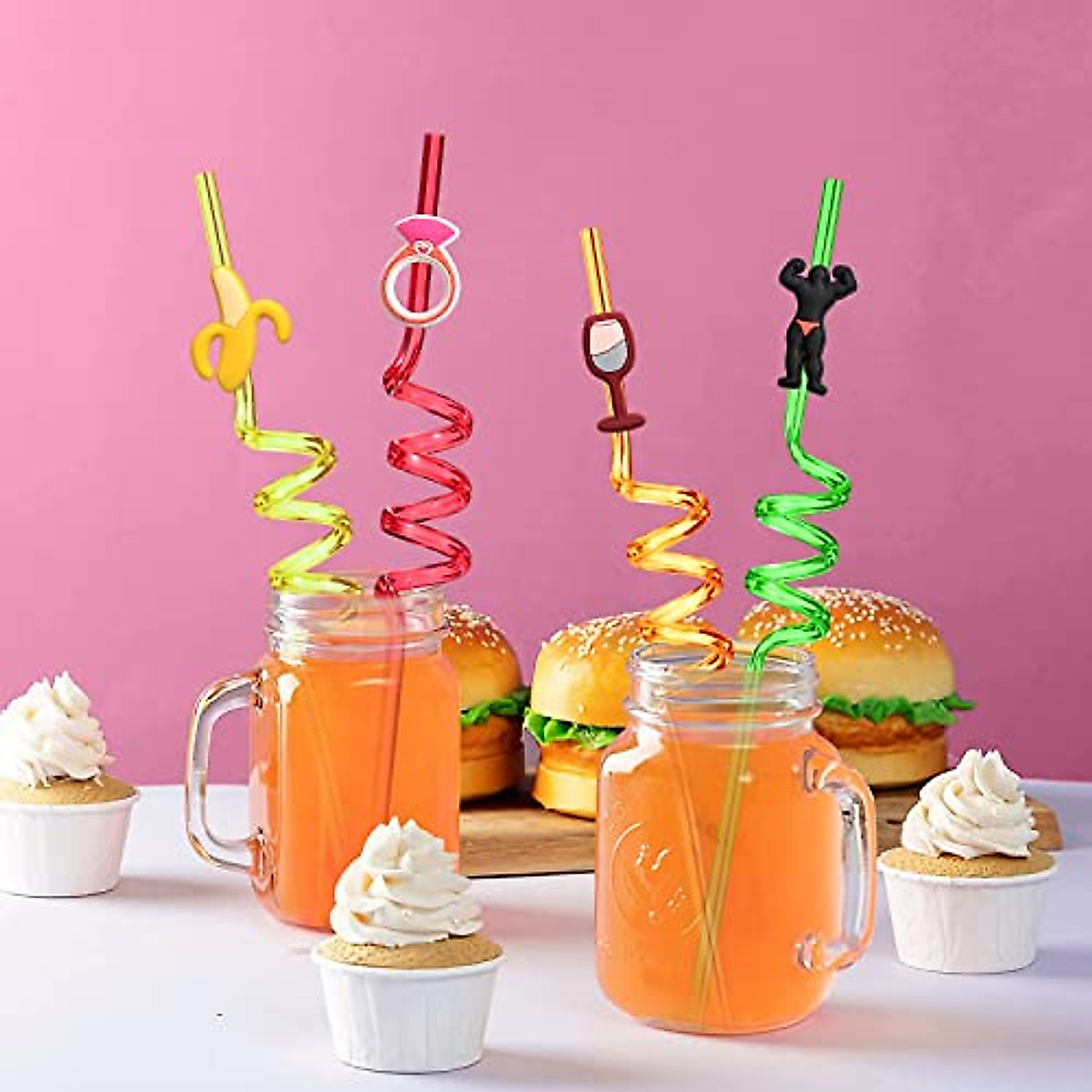 24 Bachelorette Party Favors Bride Shower Drinking Straws for Bachelorette Party Supplies with 2 PCS Straws Cleaning Brush