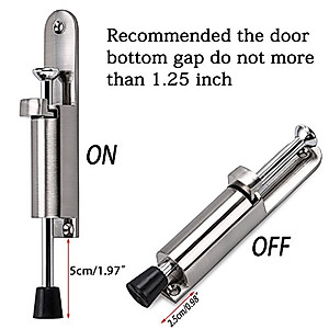 Sumnacon Kickdown Door Stops, Stainless Steel Easy Step Door Stopper, Spring Loaded Telescopic Step On/Off Door Stopper, Adjustable Heavy Duty Door Locks Holder Stop/Release by Foot, Silver