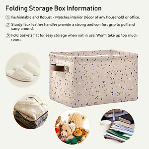 YETTASBIN Terrazzo Storage Basket 2pc, Large Collapsible Toys Clothes Organizer, Long-Lasting Canvas Storage Bin with Handle for Shelves Closet Laundry Home Office Decor