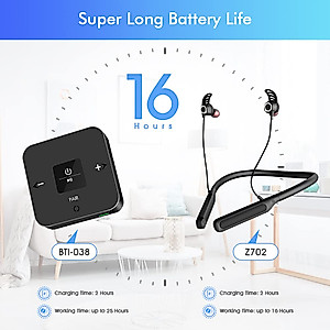 Golvery Bluetooth Headphones Transmitter for TV Watching, Neckband Wireless Stereo Earphones Earbuds Set w/Transmitter Adapter for Optical Digital RCA 3.5mm Aux TVs, Plug n Play No Audio Delay
