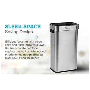 SIMPLI-MAGIC 70 Liter / 18.5 Gallon Soft-Close, Smudge Resistant Open Top Trash Can with Stainless Steel, Sleek Finish