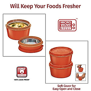 MILTON Bento lunch Box For School And Work - Stainless Steel Leak Proof Bento Box for Kids And Adults - Microwave Safe Meal Prep Container Set of 3 - Red